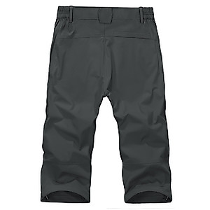 MAGNIVIT Men's Shorts with Long Length Outdoor Performance Three-Quarter Jogger 3/4 Capri Pants Dark Grey