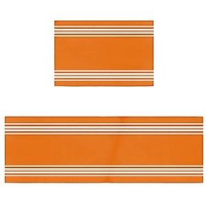 Orange Stripe Kitchen Rugs Set of 2,Country Garmhouse Thanksgiving Fall Holiday Water-Absorbing Runner Carpet Area Mat for Bedroom Bathroom Indoor Use Rubber Backing Accent Throw Washable Extra Large