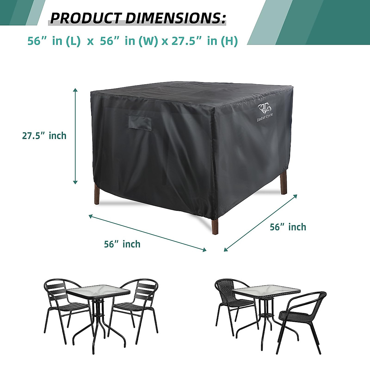 Outdoor Table Cover, Zadst Cycle Patio Table Cover 56 x 56 x 27.5", Oxford Fabric Patio Table Covers for Outdoor Furniture, Patio Table Covers for Chairs and Tabels