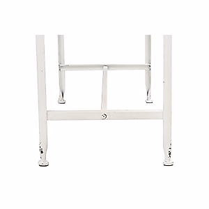 Creative Co-op EC0119 Metal Scalloped Edge Table Wood Top, Antiqued White