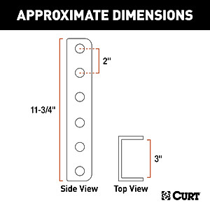 CURT 48650 Adjustable Lunette Ring or Coupler Channel 3-Inch ID x 11-3/4-Inch, 2-In Bolt Pattern