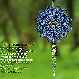 UOUDIO 3D Mandala Wind Spinner - Indoor Outdoor Stainless Steel Garden Decoration Crafts Ornaments (Blue Wind Spinner)