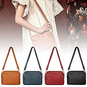 Crossbody Leather Shoulder Bags and Clutches, 2023 New Three-Layer Leather Adjustable Strap Clutch Bags for Women (Red)