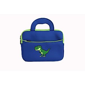 Kids Tablet Carrying Case, 7-10.5 inch Universal Neoprene Zipper Sleeve Tablet Bag Compatible with All Fire Kids, Kids Galaxy and Apple iPad Kids Tablets.(Blue Dino)