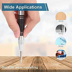 2Pcs Heavy Duty Automatic Center Punch, 5'' Premium Steel Spring Loaded Center Hole Punch, Adjustable Spring Impact Center Marker Scriber Tool for Metel, Plastics, Wood, Glass by karmiero