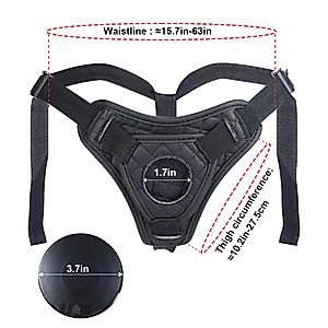 Strap On Dildo Strap Adjustable Universal Women Lesbian Sex Toy, PU Suction Cup Wear Leather Pants for Couple, O-Ring Strapon Compatible Seat Belt Harness Sexual Stuff Pegging Toys up 63" Waist