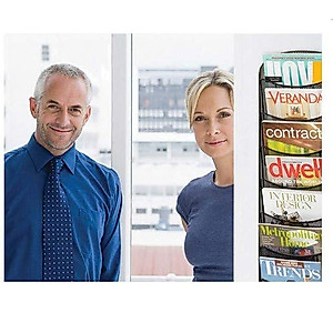 Safco Products Onyx Mesh Rotating Magazine Stand, 5577BL, Black Powder Coat Finish & Onyx 10 Pocket Magazine Rack 5579BL, Black Powder Coat Finish, Durable Commercial-Steel Construction