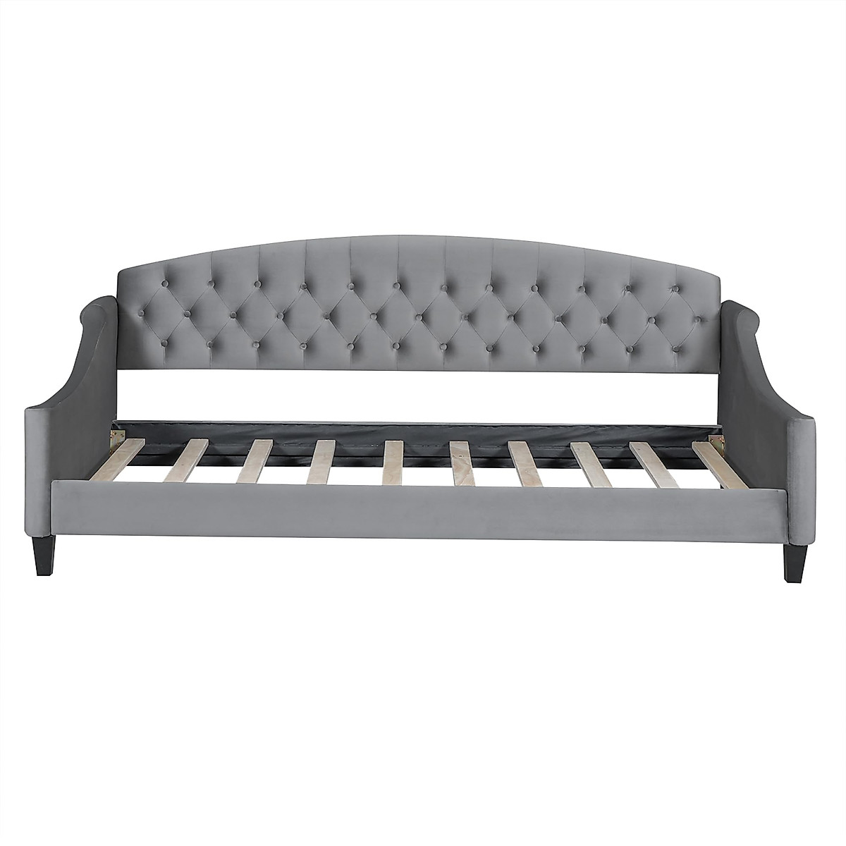LZ LEISURE ZONE Twin Daybed, Twin Size Luxury Tufted Button Daybed, Upholstered Twin Daybed Frame, Sofa Bed for Bedroom Living Room, Grey