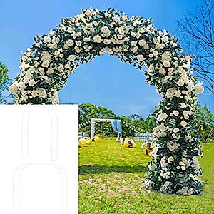 Metal Arch Arbor Garden Arch for Various Climbing Plants Pergola Archway Wedding Arch for Ceremony Bridal Party Backyard Archway Decorations Easy Assemble 2 Sizes Wide Arbor Round Top White