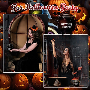 Bokon 4 Sets Witches Broth Cauldron with Broom Spoon 22 oz Ceramic Bowl Cauldron Pot for Soup Serving Halloween Kitchen Decorations