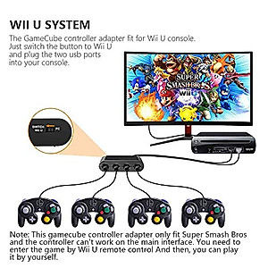 Gamecube Adapter for Nintendo Switch Gamecube Controller Adapter and WII U and PC, Super Smash Bros Gamecube Controller Adapter. Support Turbo and Vibration Features with 180cm Long Cable