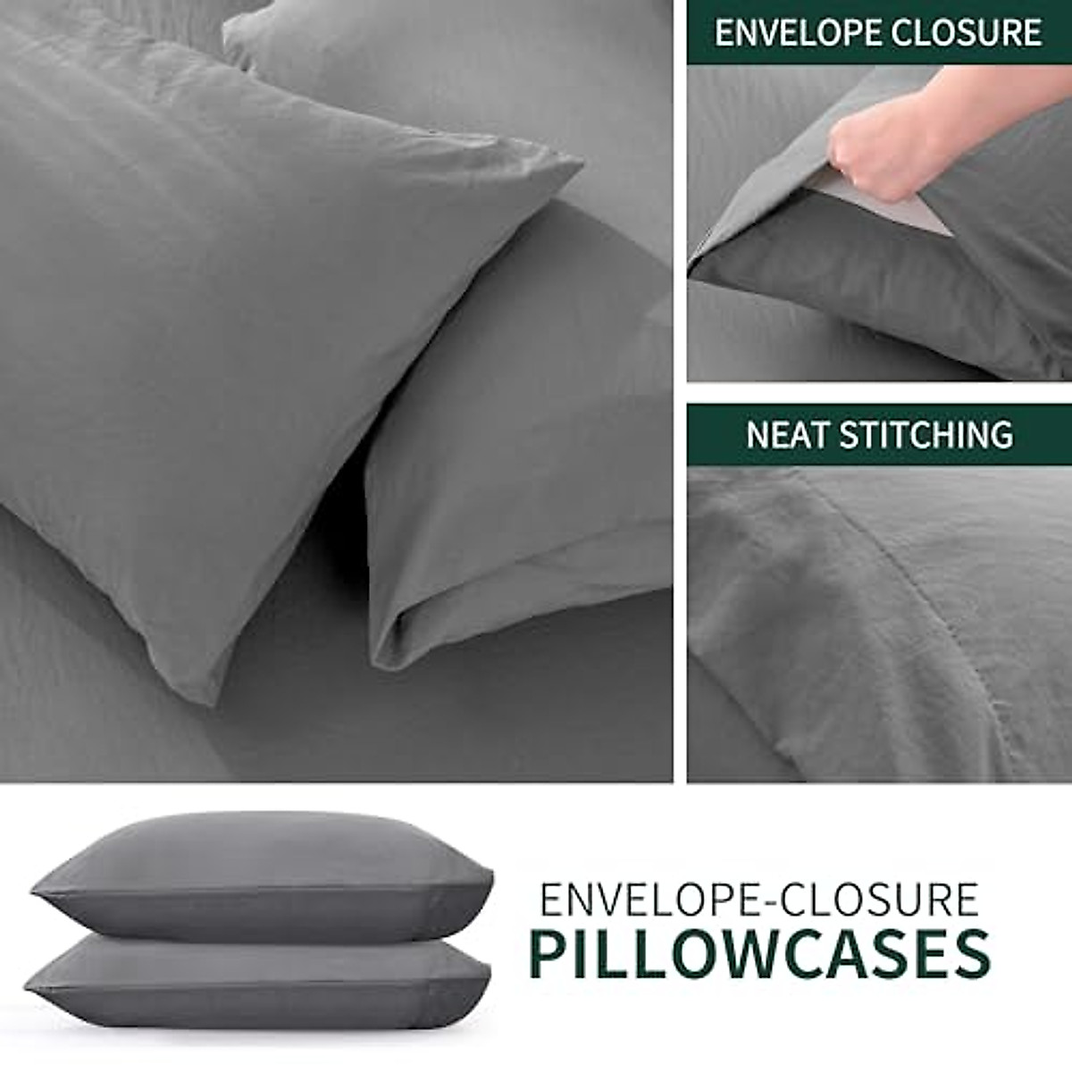 CHUN YI Bed Sheets Twin Size, 3 Piece Sheet Set, Fitted Sheet and Pillowcase Set, Twin Sheets Deep Pocket, Super Soft Breathable Cooling Sheets Hotel Luxury Sheets Easy Care (Grey)