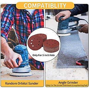 KAFUWELL 5 Inch Sanding Discs Hook and Loop, 8 Hole Random Disc Sanders & Orbital Sander Sandpaper for Wood with Variety Pack, 60, 120, 240, 320 Grit - 40 PCS Dustless Round Sanding Discs