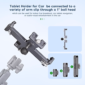FANAUE Tablet Holder for Car with Ball Head, Lightweight Design, 360 Rotatable Ipad Mount - for Your Windshield, Dashboard, or Desk,Compatible with All 8"-12.9" Tablets (iPad Mini, iPad Pro 12.9)