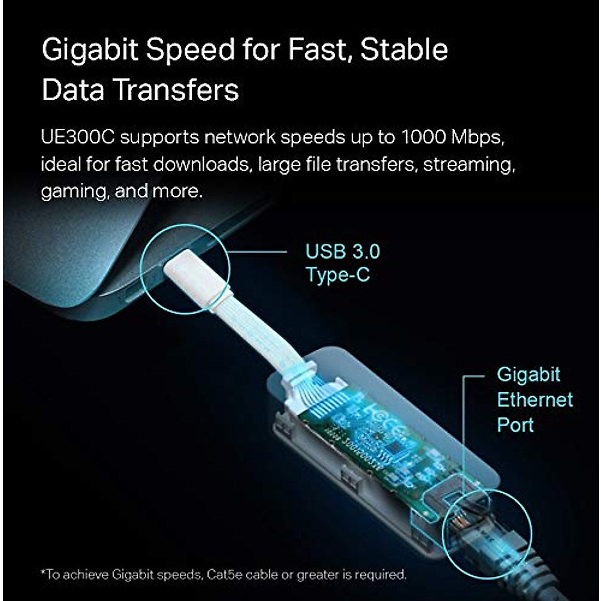 TP-Link USB C To Ethernet Adapter(UE300C), RJ45 To USB C Type-C Gigabit Ethernet LAN Network Adapter, Compatible With Apple MacBook Pro 2017-2020, MacBook Air, Surface, Dell XPS And More, White