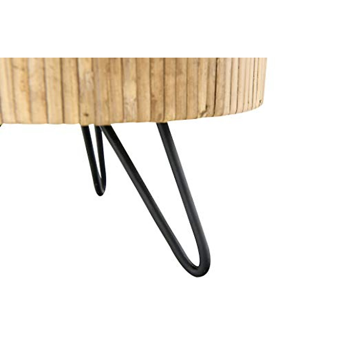 Creative Co-Op 9.75" R Decorative Woven Rattan Metal Clothespin Feet Pedestal, 9.75" x 5.5", Beige