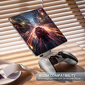 Orzero Magnetic Controller Phone Mount Clip compatible for PS5 Dualsense Controller, Adjustable Mag-Safe holder Accessories for iPhone and Android Phones Remote Stream Gaming - Black
