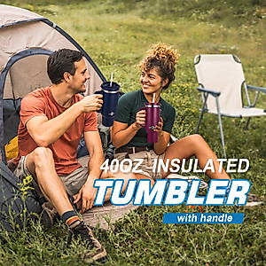 Liveaze 40 OZ/1200 ML Stainless Steel Vacuum Insulated Tumbler With 2 In 1 Lid, Straw & Brush | For Hot & Cold Drinks (Water, Coffee, Iced Tea, Smoothies & Other Drinks) Cupholder Friendly