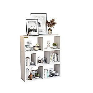 ALISENED 7-Cube Storage Shelf Organizer Bookshelf System, Modern Bookcase Open Standing Book Shelving Cabinet,Wooden Bookshelf Display Cube Shelves Compartments