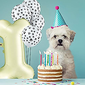 44 Pieces Dog Themed Balloons Included 40 Pieces Dog Paw Print Latex Balloons and 4 Pieces Bone Shaped Foil Balloons Bone Balloons for Pets Dog Kids Birthday Party Supplies