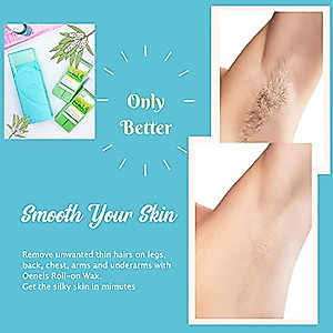 Roll On Wax Kit, at Home Wax Roller for Women, Rolling Wax Hair Removal Kit for Brazilian Wax, Underarms, eyebrows, Waxing kit includes 2 Soft Wax Cartridge & 100 Non-woven Wax Strips (Green)