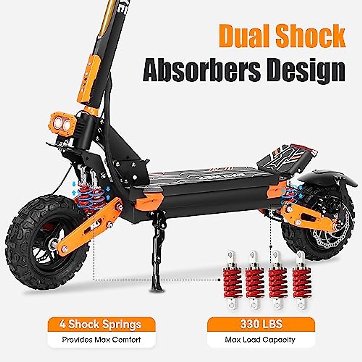 ZSNAKE Electric Scooter for Adults 2800W Motor Dual Motors 5600W Up to 52 MPH 60V 28Ah Battery 55 Miles Range, 11" Tubeless Off-Road Tire Sports Folding E-Scooter with Seat