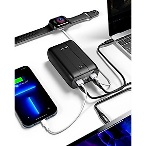 imuto 100W Laptop Power Bank, 20000mAh USB C Power Delivery Portable Charger with Dual USB-C PD (100W&60W) & 2 USB-A (15W&QC3.0 18W) Battery Pack Compatible with USB-C Laptops, iPhone, Huawei and More