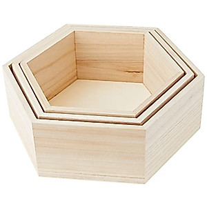Artemio 14001892 Set of 3 Hexagonal Shelves to Decorate, Wood, Beige, 30 x 26.5 x 10 cm
