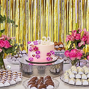 Liatinbo 3.3x8.2 Feet Gold Backdrop Curtain for Party Decor,Tinsel Streamer Backdrop Curtains,Foil Fringe Backdrop for Birthday,Graduation Decorations,Parties, Photo Booth Backdrops (3 Pcs, Gold)