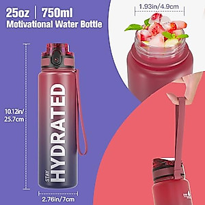 Sahara Sailor Water Bottles, 25oz Motivational Sports Water Bottle with Time Marker - Times to Drink - Tritan, BPA Free, Wide Mouth Leakproof, Fast Flow Technology with Clean Brush (1 Bottle)