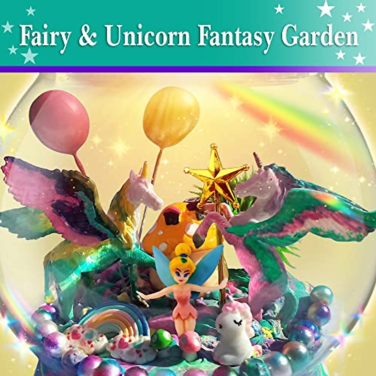 Light-Up & Paintable Fairy and Unicorn Terrarium Kit for Kids, Birthday Gifts For Girls, Unicorn Toys, DIY Arts & Crafts Presents Stuff for Age 4 5 6 7 8-12 Year Old Girl Gift, Science Clay Activities