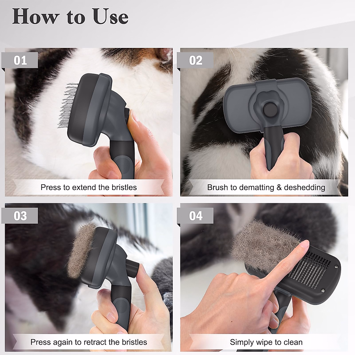 Swihauk Self Cleaning Slicker Brush - Skin Friendly for Dogs & Cats, Deshedding Grooming Tool for Shedding Hair, Puppy Brush for Haired Pets