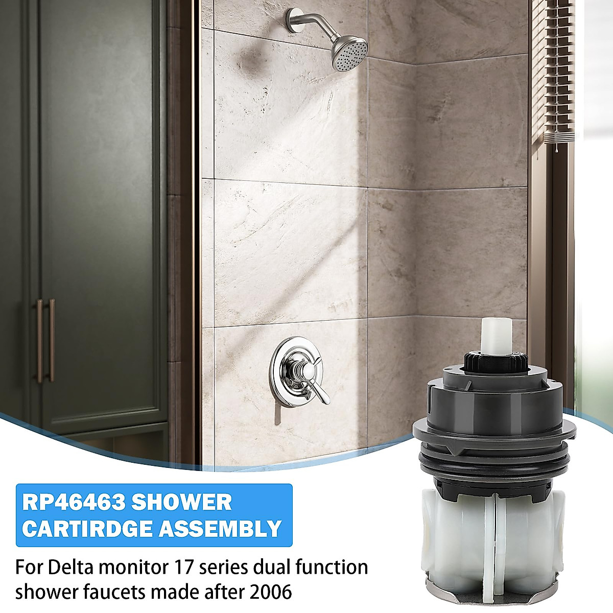 RP46463 Delta Shower Cartridge Replacement for Delta Monitor 17 Series (2006-Present) Dual Function Bath Tub and Shower Faucet Parts Delta Shower Faucet Cartridge with Seat and Spring Adapter