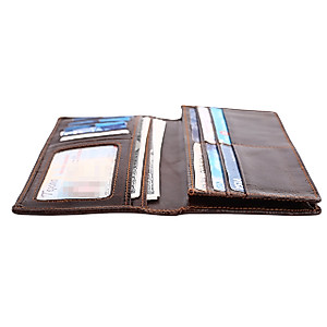 Womens Ladies Genuine Leather Wallet Long Embossing Bifold Wallet Clutch Purse (Coffee)