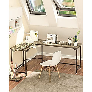 Teraves Modern L-Shaped Desk 66'' Corner Computer Desk Home Office Study Workstation Wood & Steel PC Laptop Gaming Table