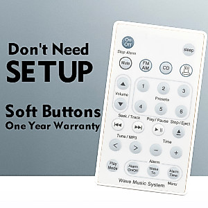 Universal Replacement Remote Control for Bose Wave Sound Touch Music Radio System I II III IV - Without Battery White Color