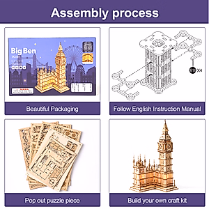 Rowood 3D Puzzles for Adults Wooden Model Kit Adult Craft Kit Gifts for Teens Age 14+ Big Ben
