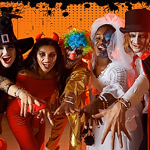 Yinkin 24 Pcs Spooky Boo Halloween Bracelets Polymer Clay Beaded Stretch Bracelets Letter Boho Halloween Jewelry for Women Halloween Party Favors for Family Friend Accessory Gift(Orange and Black)