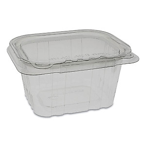 Pactiv Evergreen EarthChoice Tamper Evident Recycled Hinged Lid Deli Container, 16 oz, 5.38 x 4.5 x 2.63, Clear, Plastic, 304/Carton