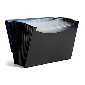 Smead Poly Frequency Expanding File, 12 Pockets, Flap and Cord Closure, Letter Size, Blue/Black (70863)
