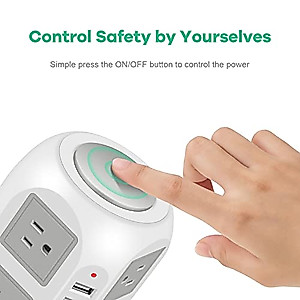 Power Strip Tower 15 ft Long Extension Cord - 8 Outlets Power Surge Protector with 4 USB Ports - Multi Plug Outlet Extender - Multiple Outlets Charging Station for Multiple Devices, Phone, Computer