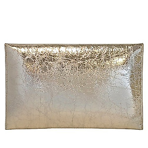 JNB Crushed Metallic Envelope Clutch, Gold