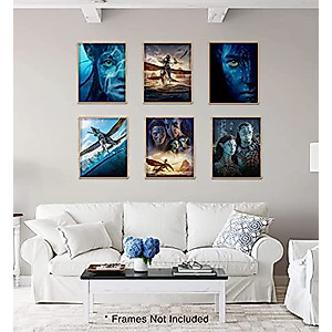 Avatar: The Way of Water 2022 - Set of 6 Promo Movie Poster Prints, (8x10s) Pandora wall art decor of Jake Sully, Neytiri, Kiri, Tonowari, Ronal