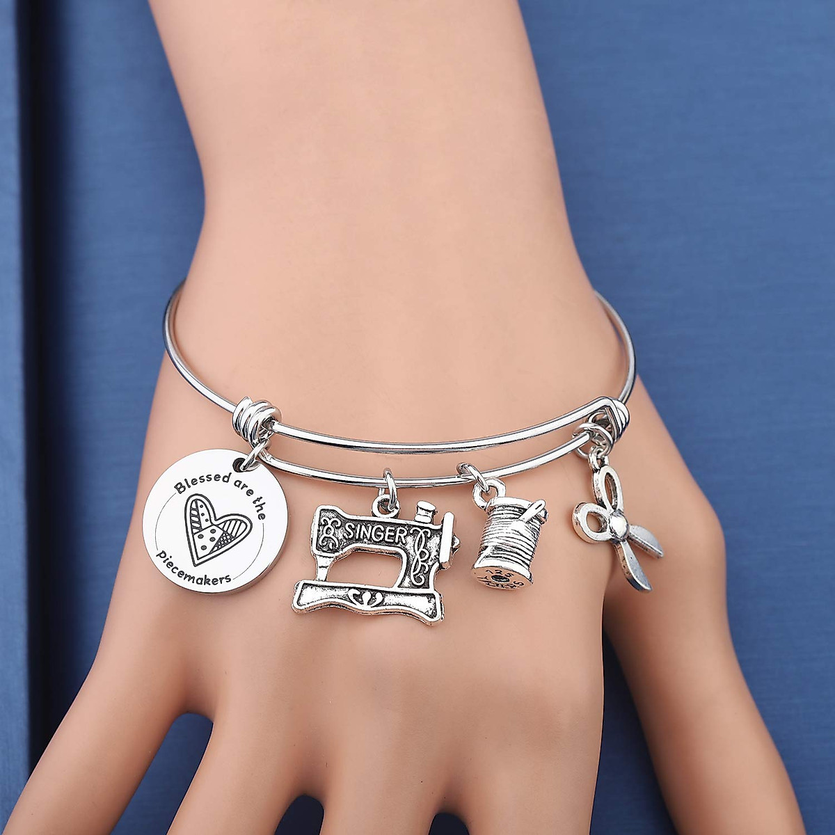MYOSPARK Quilting Jewelry Blessed are the Piecemakers Quilting Bracelet Sewing Jewelry Gift For Quilters or Sewers (Piecemakers bracelet)