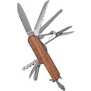 Tough Stainless Steel Multi-function Tool 11-in-1 Pocket Knife With Wooden Handle