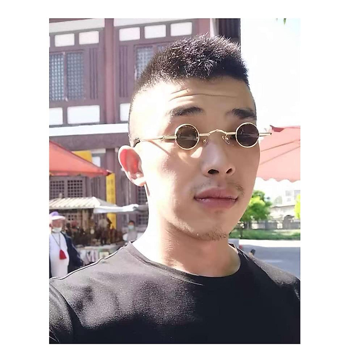 JUFORHQC Retro Glasses Out-of-The-Ordinary Sunglasses with Extremely Small Lenses Unisex