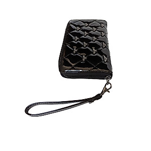 Rock Rebel Studded Bats Zip Around Wallet Black