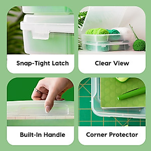 IRIS USA Fits 12" x 12" Paper, 6 Pack Thick Portable Plastic Scrapbook Paper Storage Cases with Built-in Handle for Art and Craft Supplies Yarn File Paper Office Documents Toys, Rounded Corner, Clear