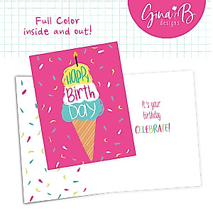 Gina B Designs - Pack of 12 Assorted “Kids Birthday Greeting Cards