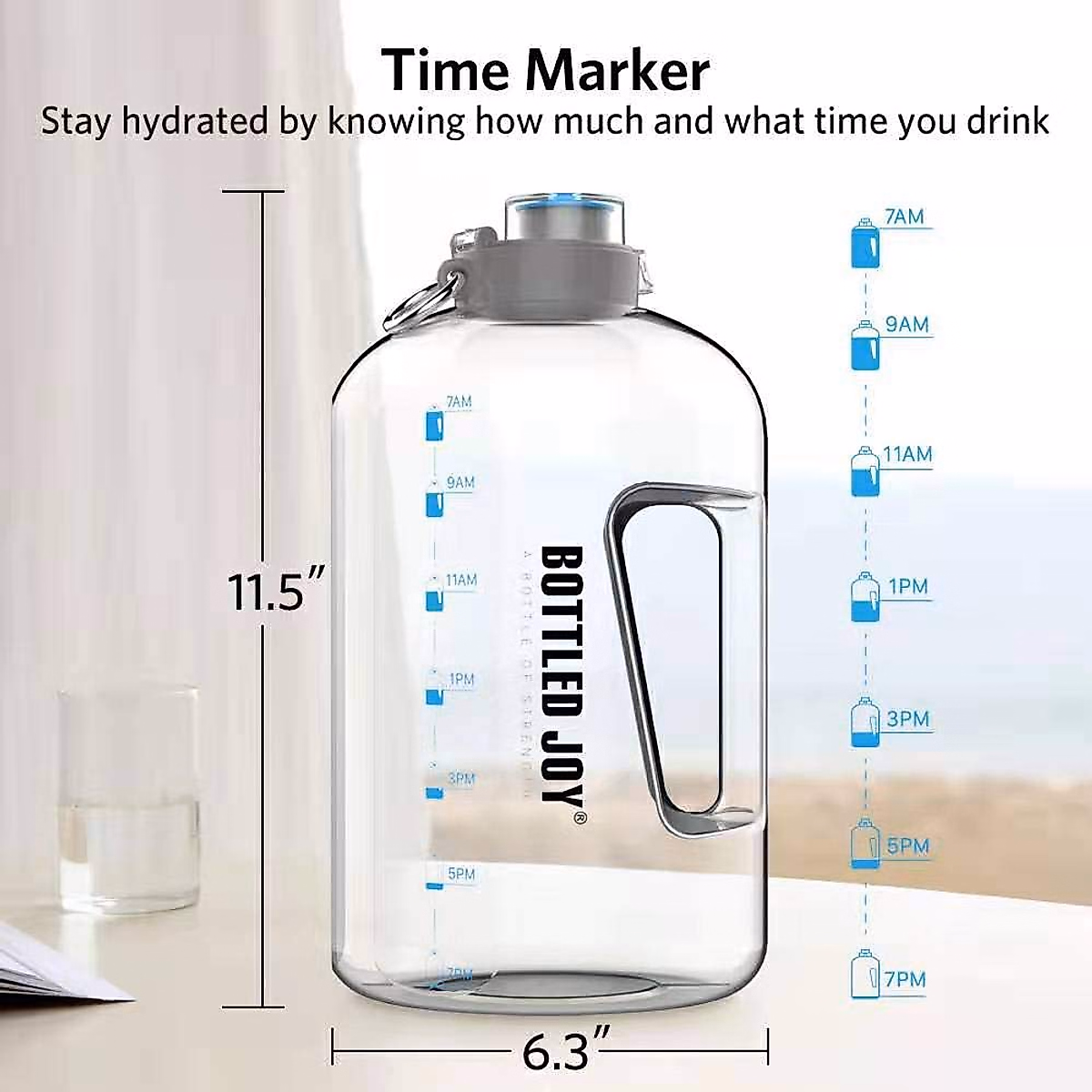 Student 1 Gallon Large Capacity Water Bottle with Time Marker, Reusable, Motivational, Leak-proof, BPA Free Sports Water Jug for Fitness, Gym, Running, Office, Home, Outdoor Sports, Cycling, Camping